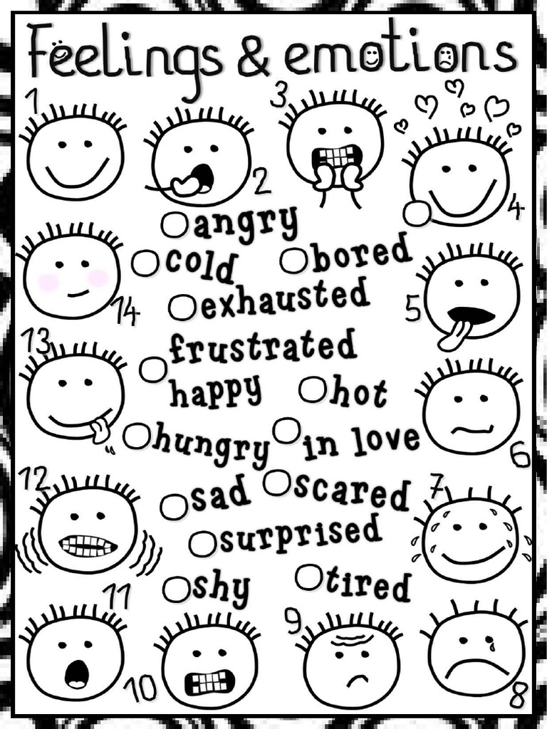 Feelings and Emotions Matching Picture Description Exercises Tests ...
