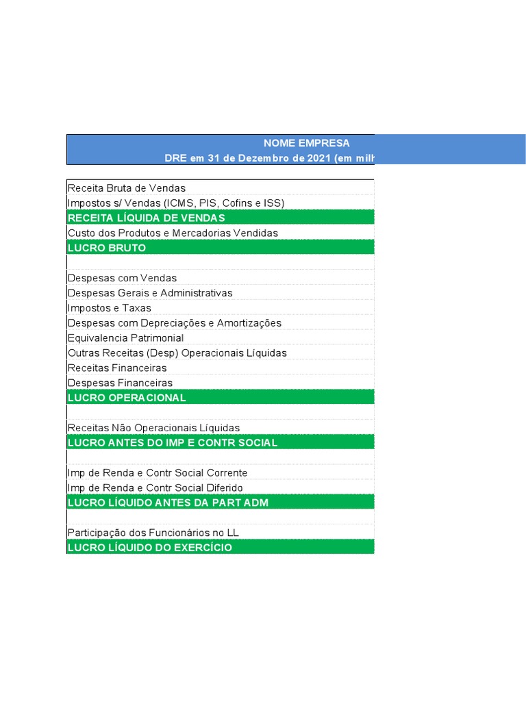 Planilha Dre Contabilidade Excel v1 | PDF