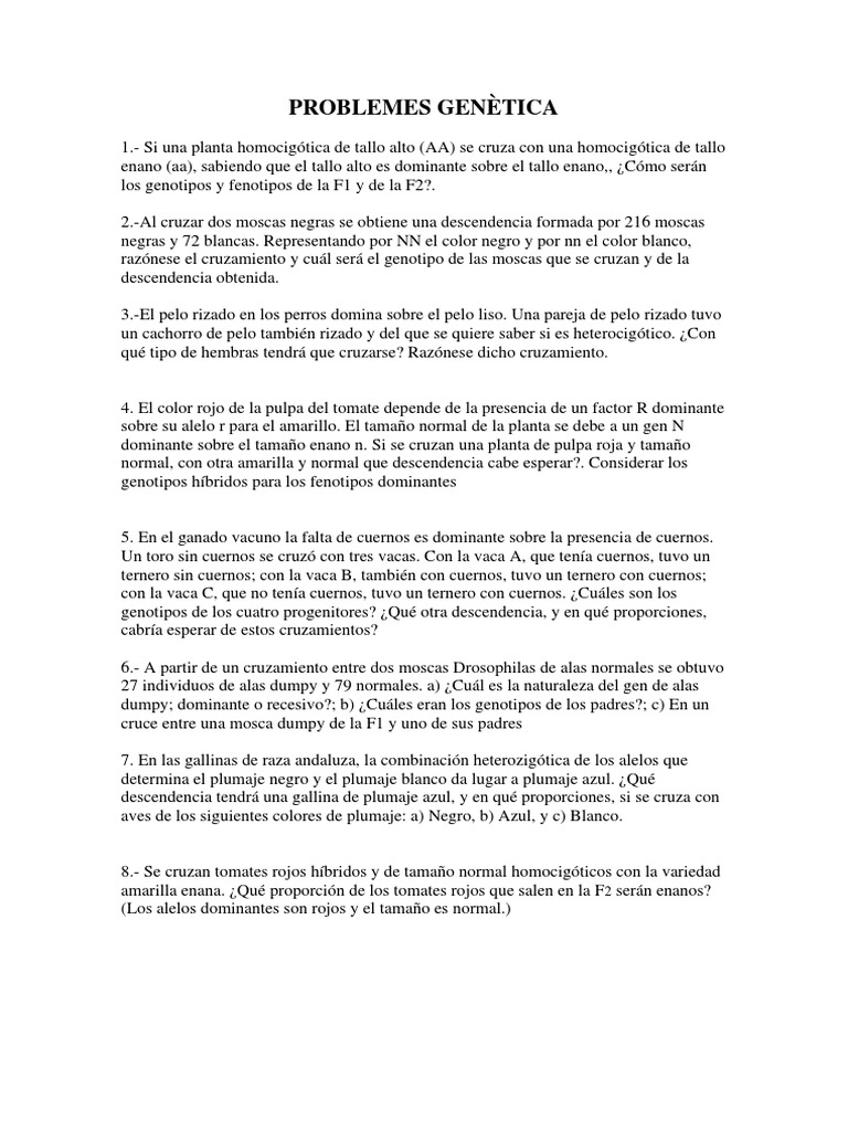 Problemas Genética Mendel - Adriana 4B | PDF | Dominancia (Genética ...