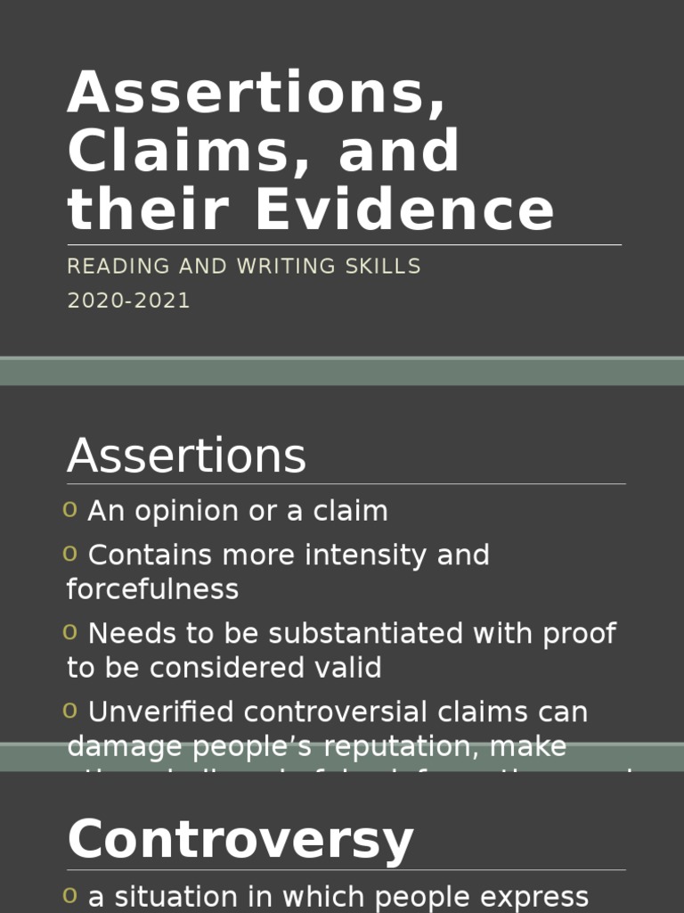 Assertions Claims and Their Evidence | PDF