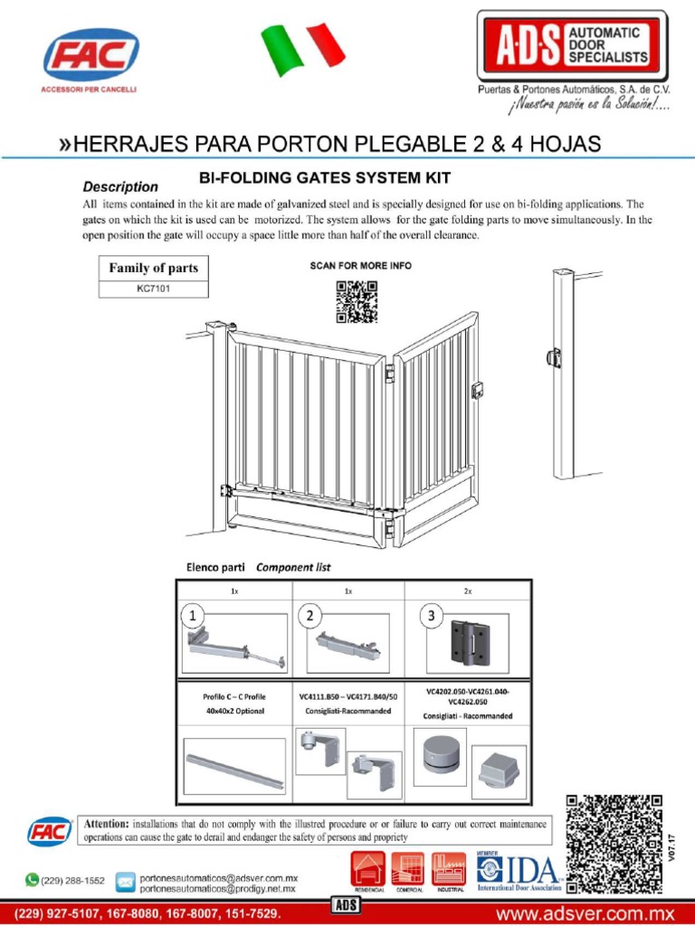 Manual Tecnico Instalacion Herrajes para Porton Plegable 2 & 4 Hojas | PDF