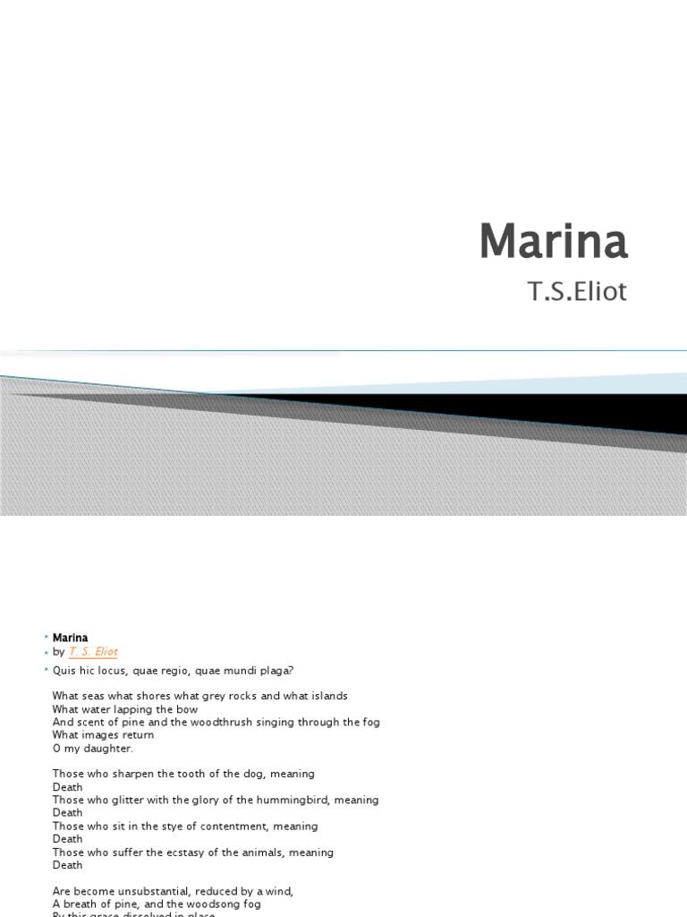 Marina Poem | PDF | Poetry