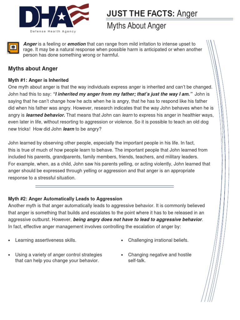 Myths and Facts About Anger Management | PDF | Anger | Aggression