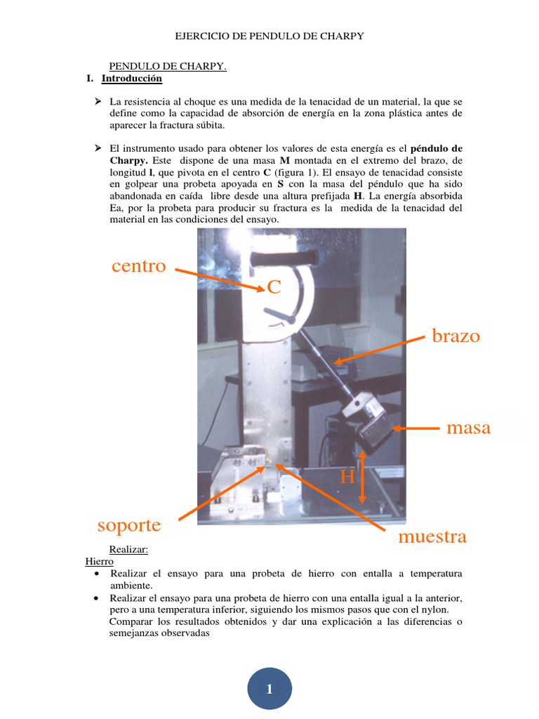 Ensayo Del Pendulo de Charpy. | PDF | Fractura | Deformación (ingeniería)
