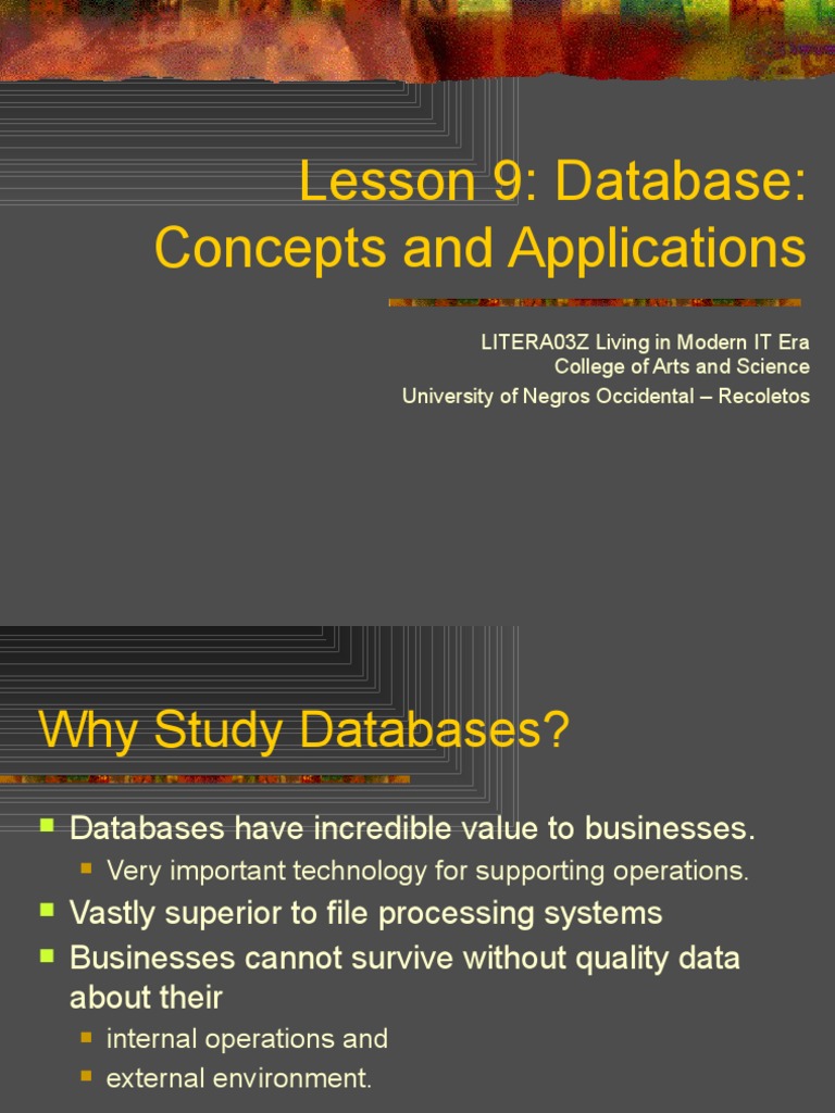 LiteraT11 Lesson 11 Database Concepts and Applications | PDF | Databases | Table (Database)