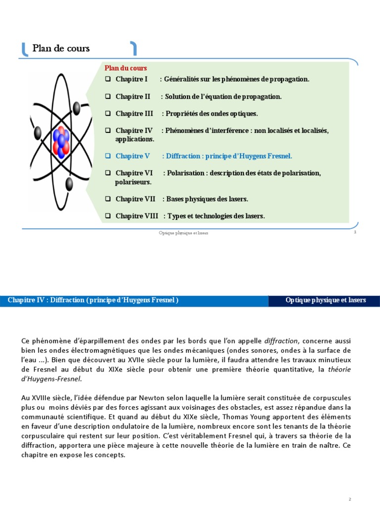 Diffraction et principe d'Huygens-Fresnel | PDF | Diffraction | Optique