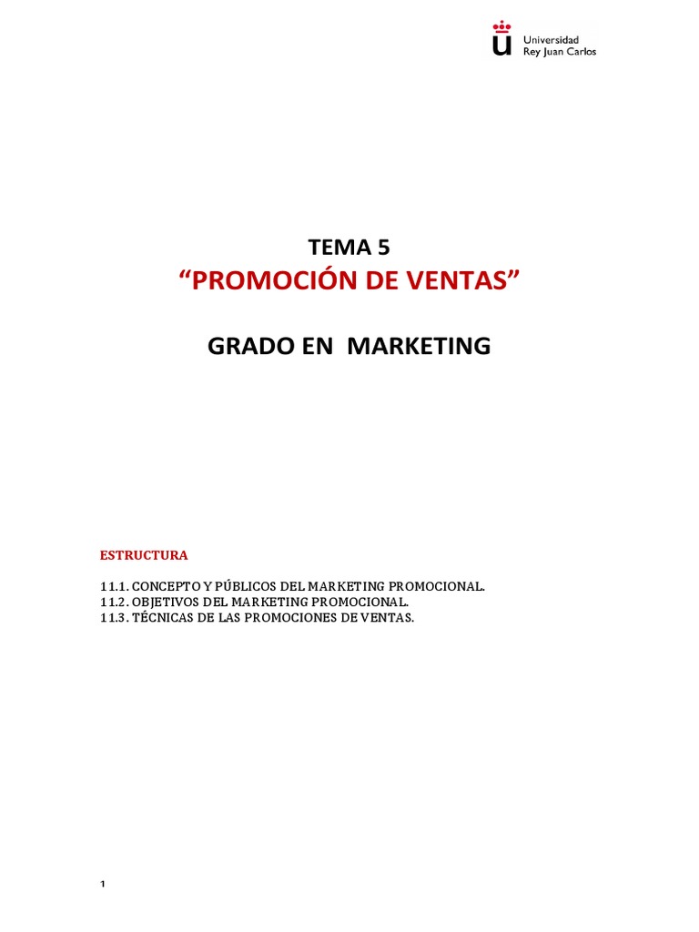 Tema 5. Promoción de Ventas | PDF | Marketing | Cupón