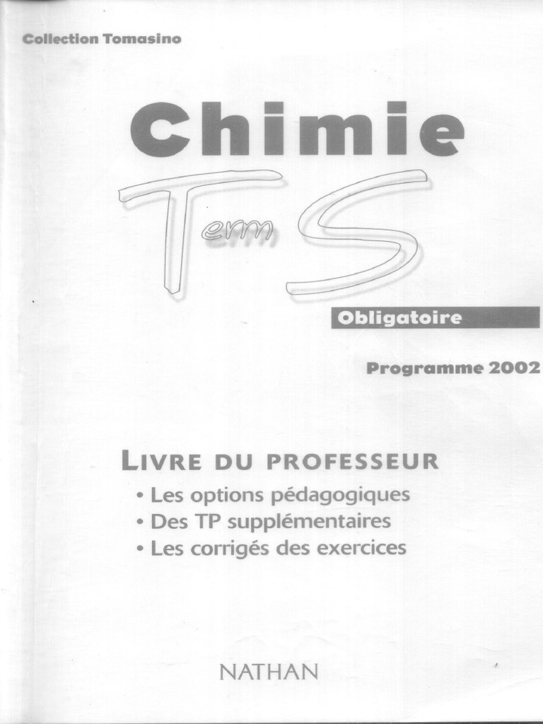 Livre Prof Chimie TS NATHAN | PDF