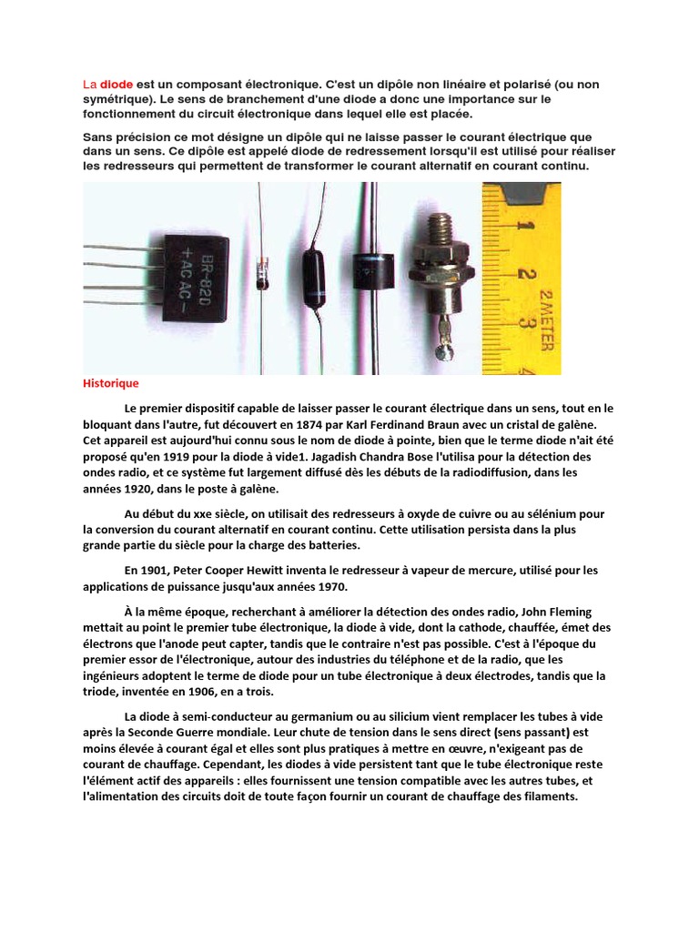 La Diode: Historique | PDF | Diode | Composants électriques