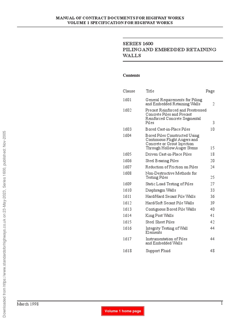 SHW Series 1600 Piling and Embedded Retaining Walls - November 2005 ...