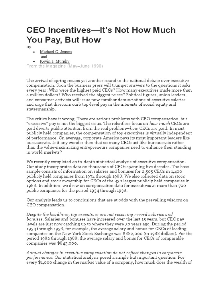 Case Study | PDF | Executive Compensation | Salary