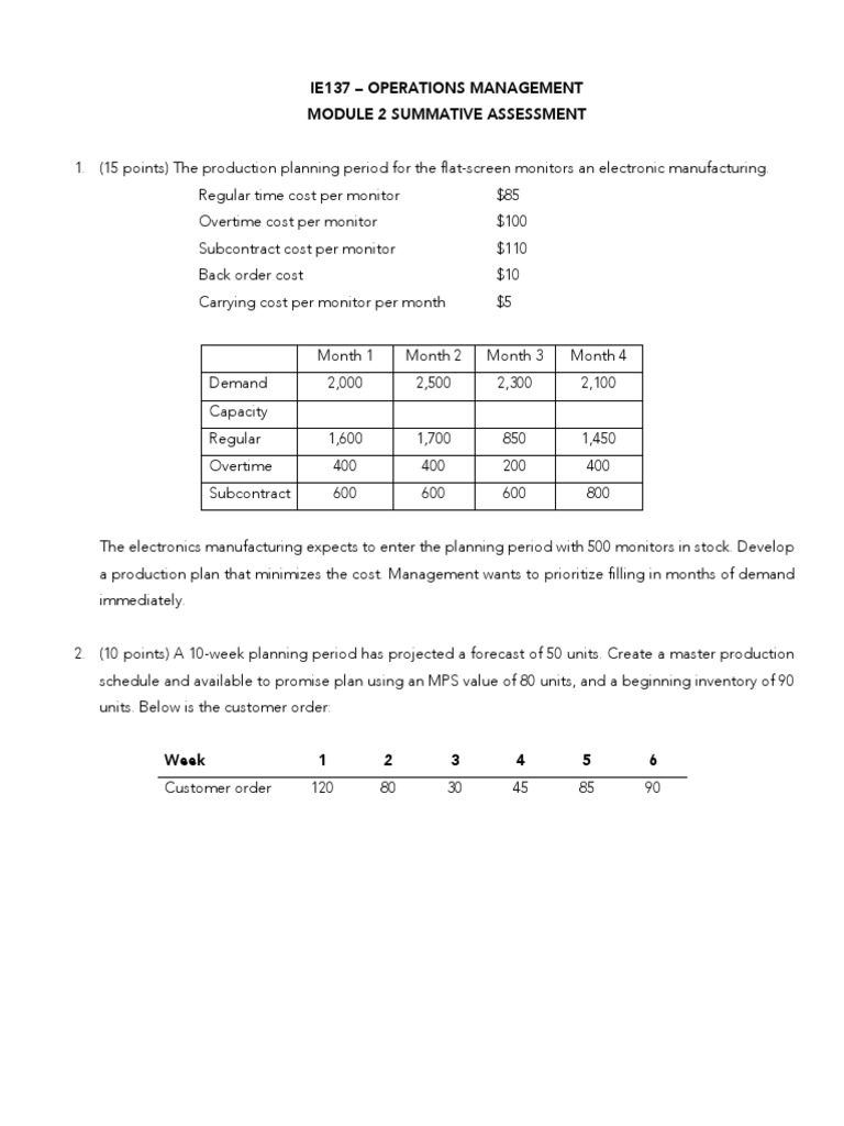 M2 Summative Assessment - Rev01 | PDF | Inventory | Financial Markets