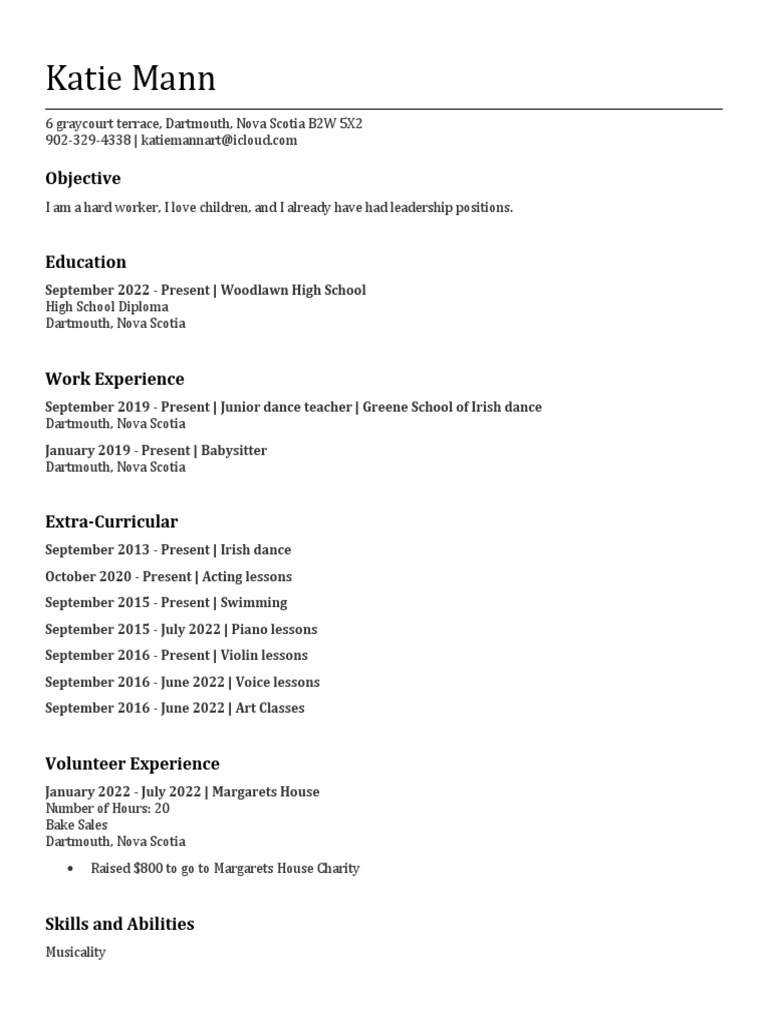 Katie Mann Resume - Katie's Resume | PDF
