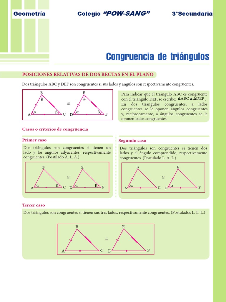 Congruencia de Triangulos | PDF | Triángulo | Geometría del plano euclidiano