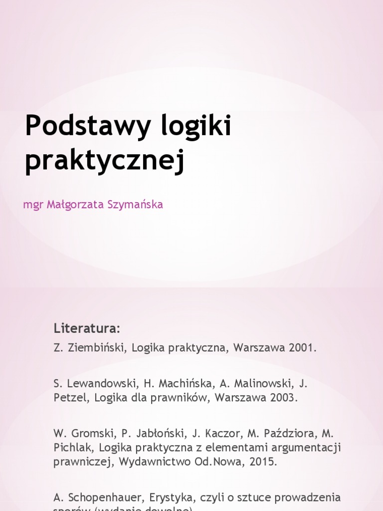 Podstawy Logiki Praktycznej Zajęcia 1. 25.02 | PDF