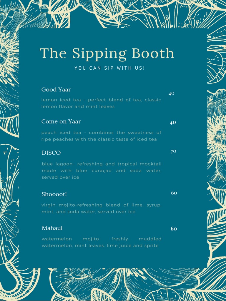The Sipping Booth Menu | PDF