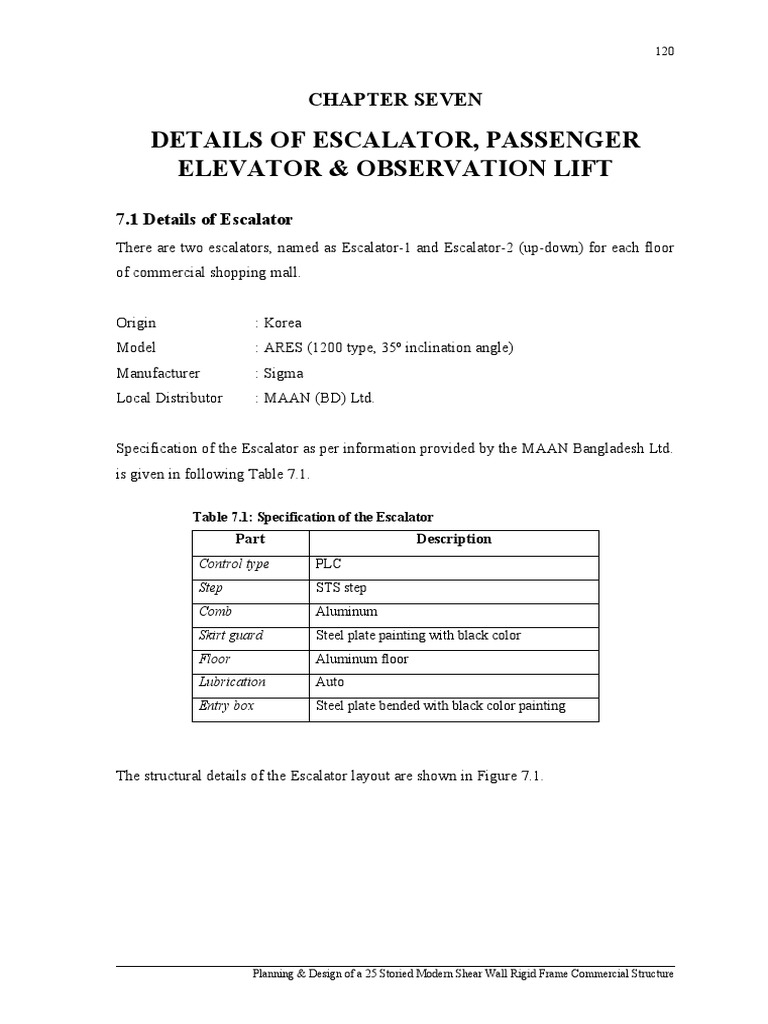 Serial-9 CHAPTER VII-Details of Escalator & Lift | PDF | Escalator | Elevator
