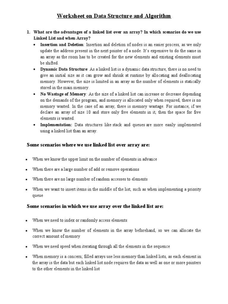 Final Worksheet On Data Structure | PDF | Queue (Abstract Data Type) | Computer Programming