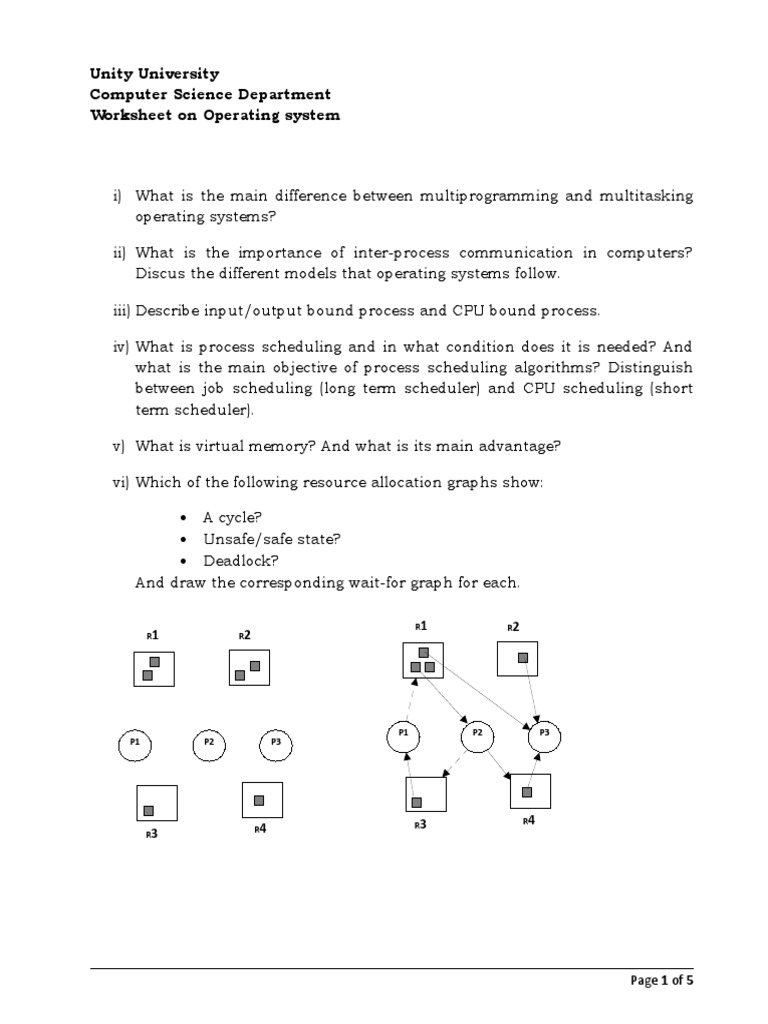 OS Worksheet | PDF | Process (Computing) | Kernel (Operating System)
