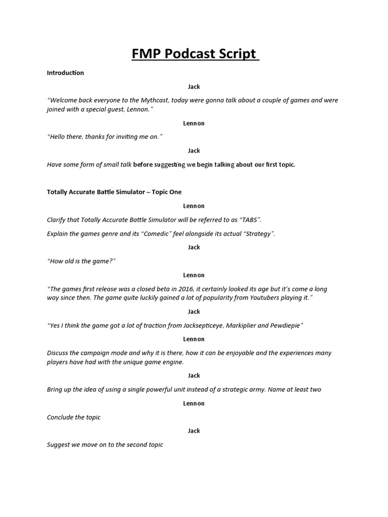 LW JR Podcast Script | PDF