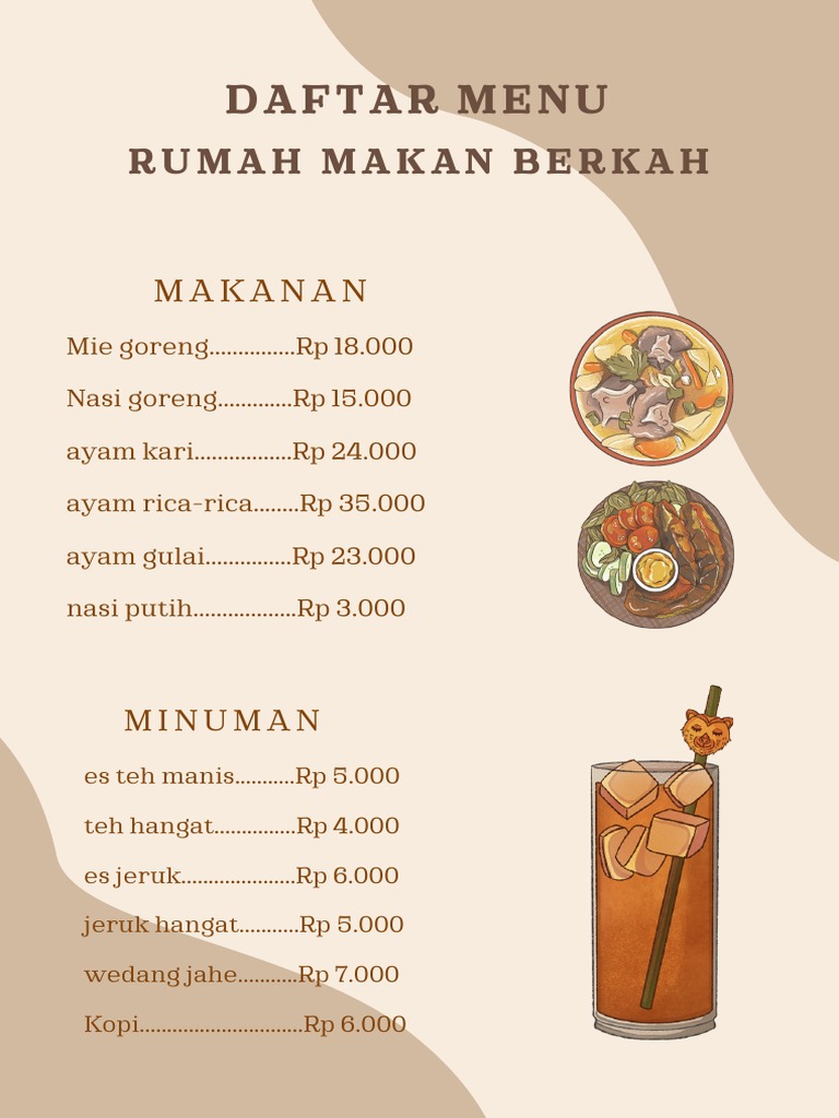 Contoh Minimalis Daftar Menu Makanan | PDF