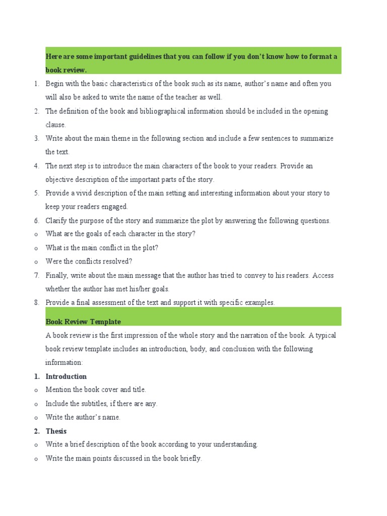 Book Review Tips Guidelines Template | Download Free PDF | Books ...