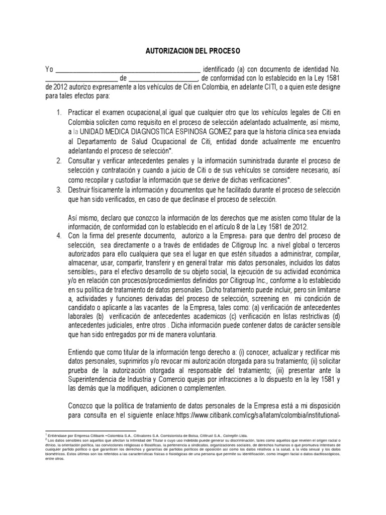 Autorizacion Del Proceso | PDF | Historial médico | Justicia