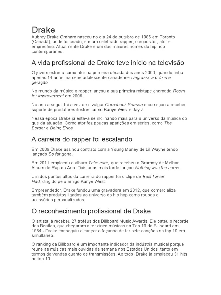 Drake | PDF | Drake (músico) | Álbuns