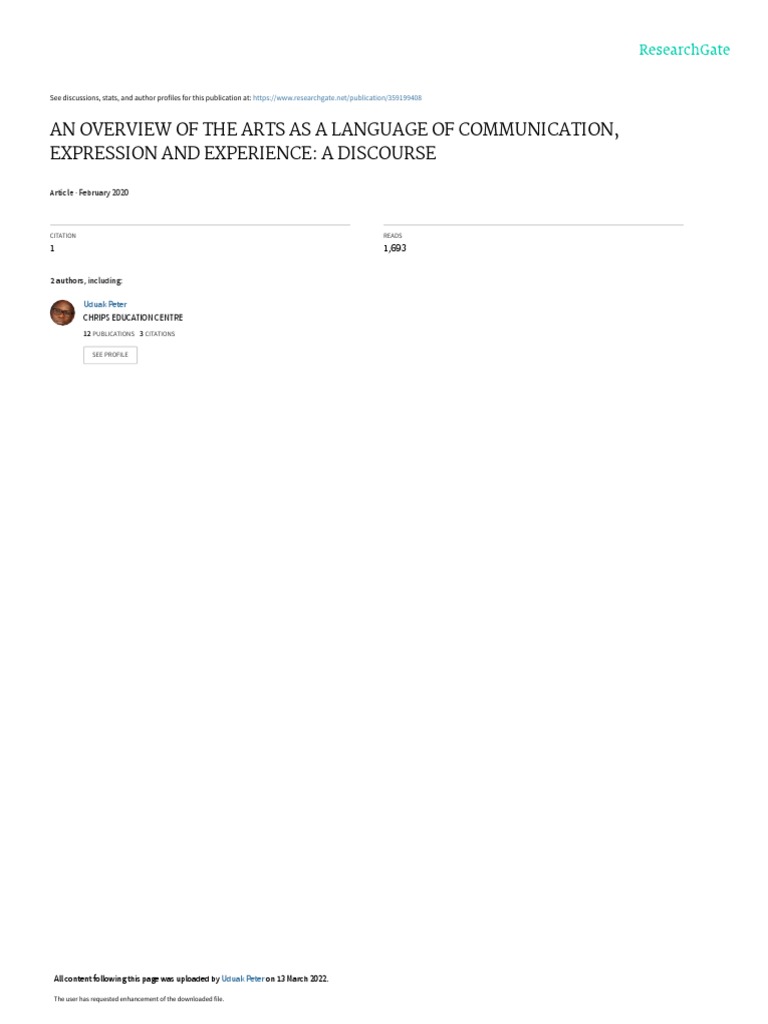 An Overview of The Arts As A Language of CUDUAKPETER | PDF | The Arts | Communication