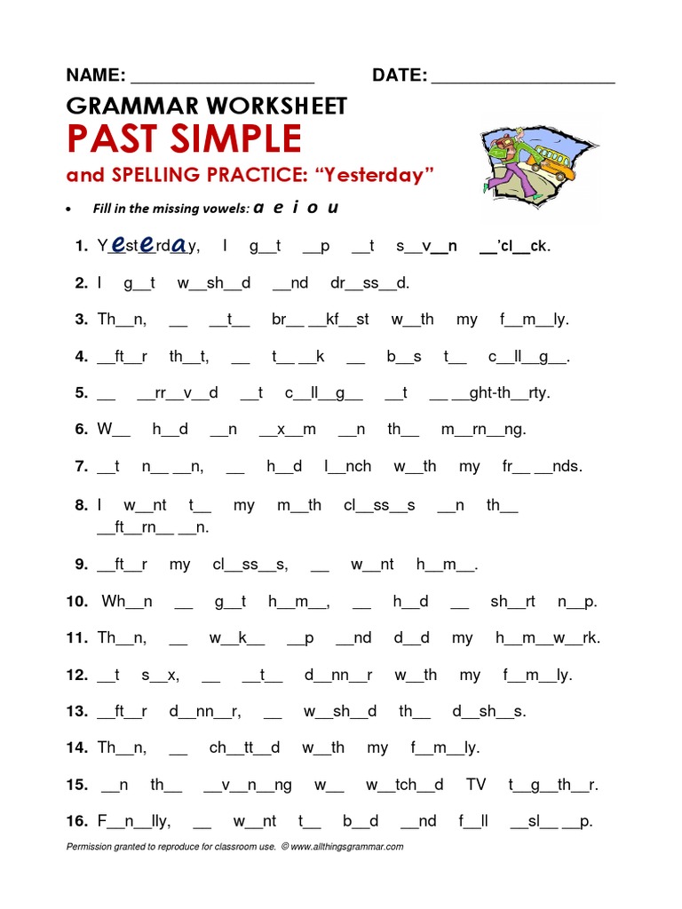 Atg Worksheet Pastsimplespell 1 | PDF