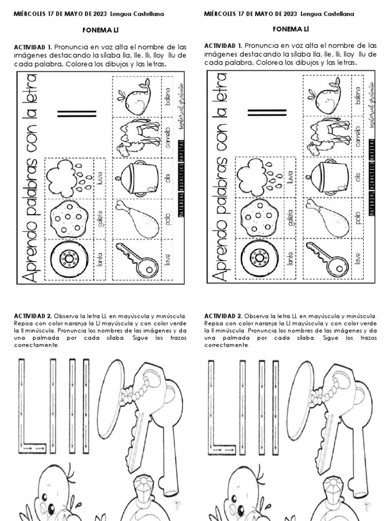 RECURSO 32. FONEMA LL - Lengua - Primerov - 2023 | PDF | Lingüística