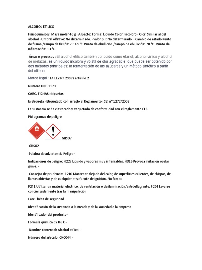 Alcohol Etilico | PDF | Etanol | Química