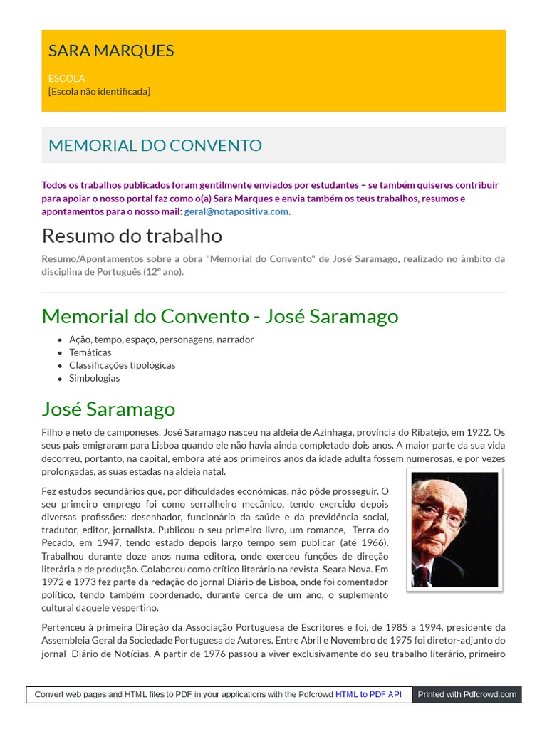 Memorial Do Convento | PDF
