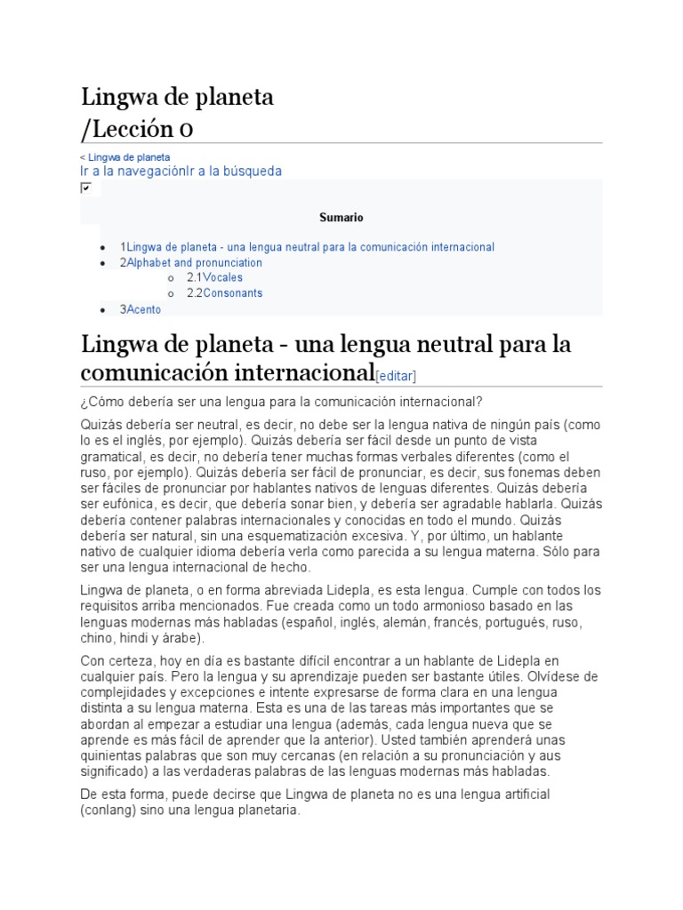 Lingwa de Planeta 1 | PDF | Alfabeto | Codificaciones