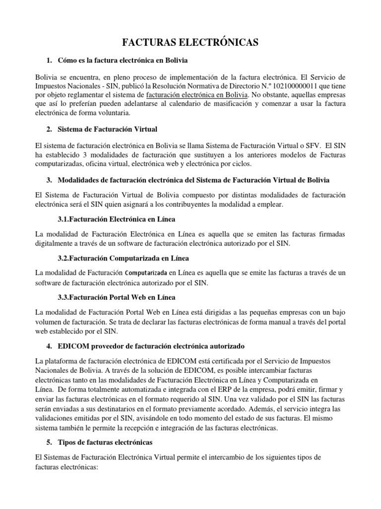 Facturación Electrónica en Bolivia | PDF | Negocios | Derecho