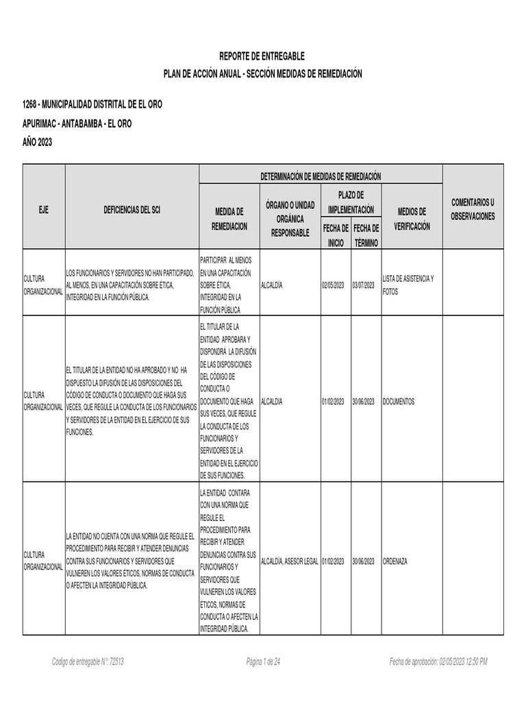 Plan De Accion Pdf Gobierno Local Logística