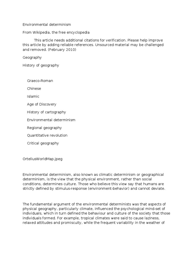 Environmental Determinism | PDF | Geography | Determinism
