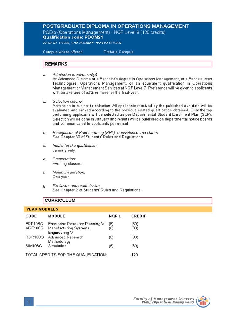 PGDip in Operations Management | PDF | Operations Management | Supply ...