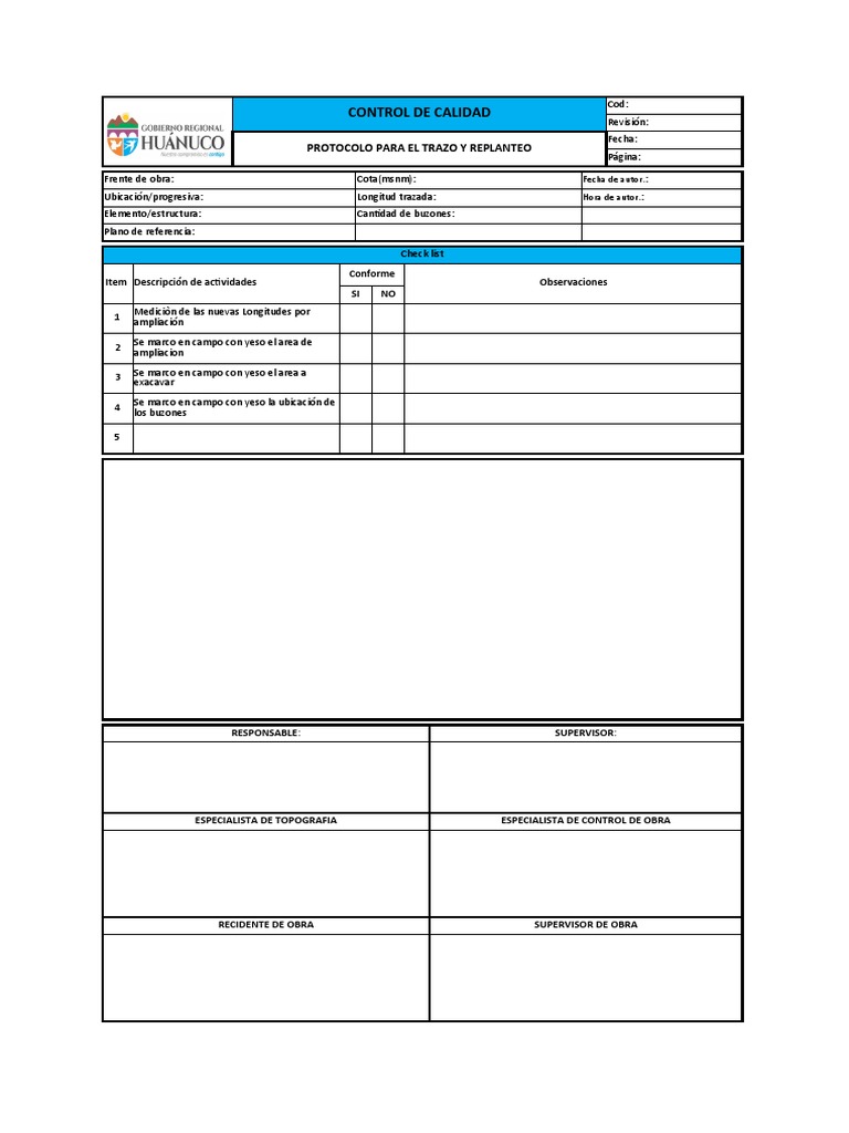Protocolo - Trazo y Replanteo | PDF