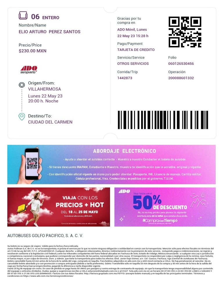 Tu Boleto ADO | PDF