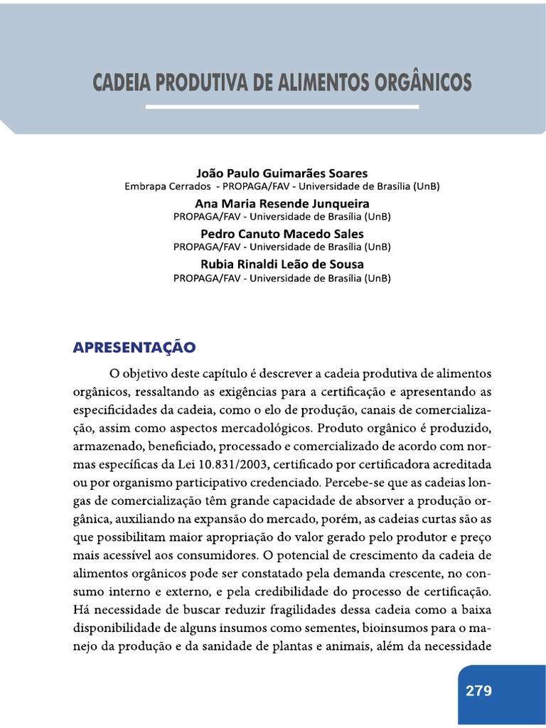 Cadeia Produtiva de Alimentos Organicos Joao Paulo | PDF Cadeia Produtiva de Alimentos Organicos Joao Paulo | PDF