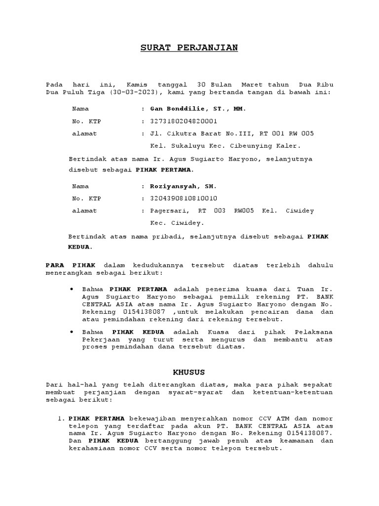 Surat Perjanjian | PDF | Politik