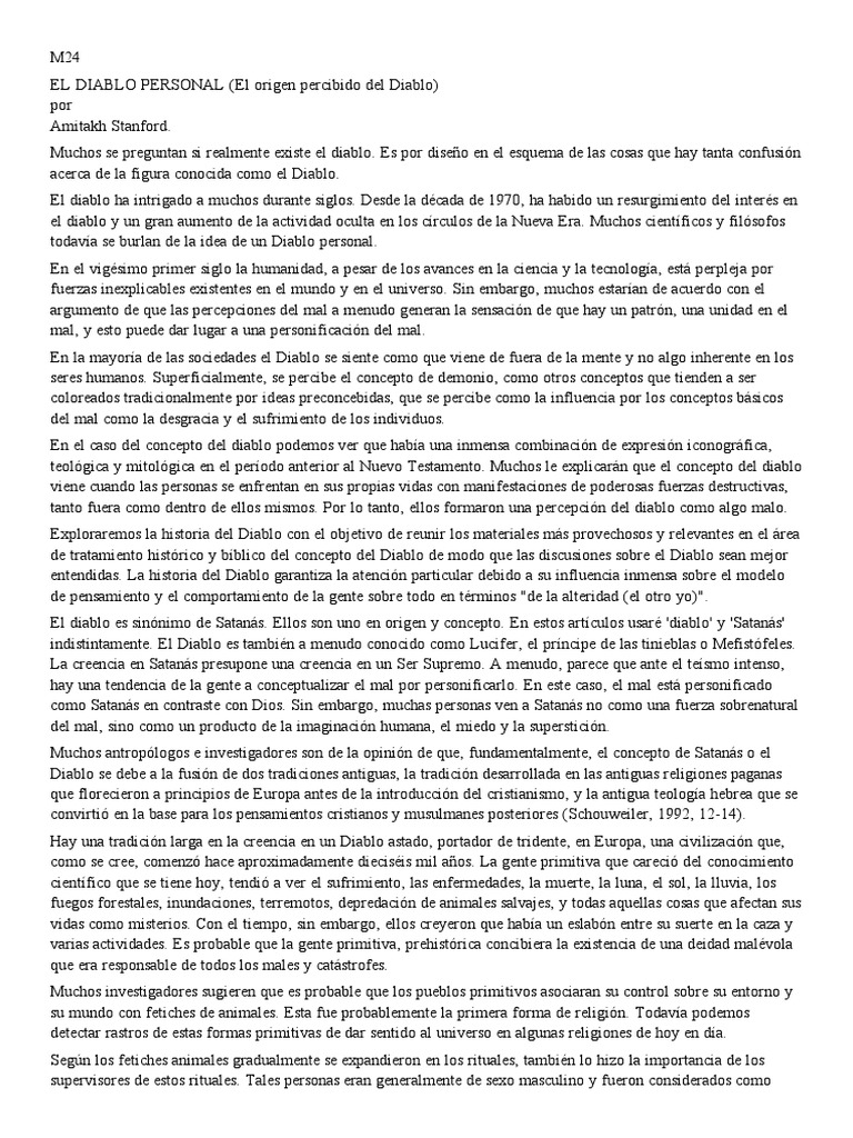 M24 El Diablo Personal - El Origen Percibido Del Diablo | PDF | Satán | Diablo