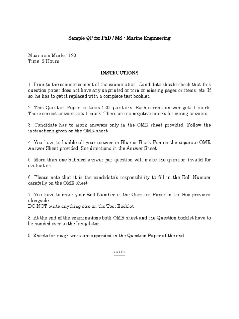 Sample QP - PHD MS CET | PDF | Internal Combustion Engine | Piston