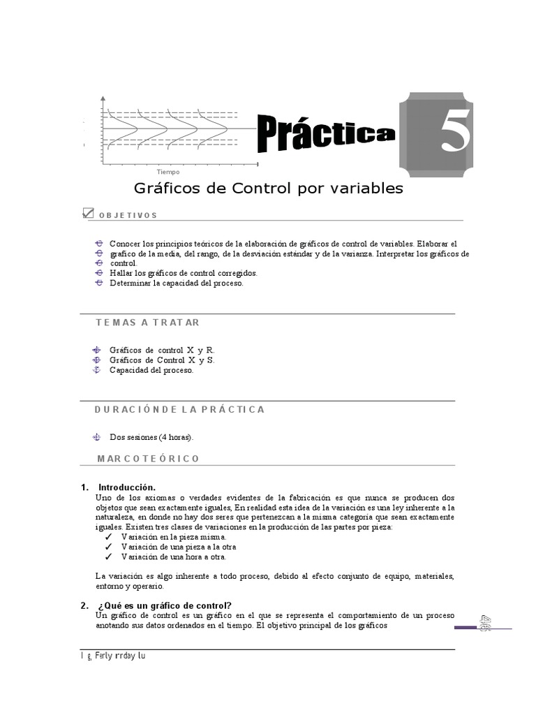 Practica #5 - Gráfico de Control Por Variables | PDF | Media | Desviación Estándar