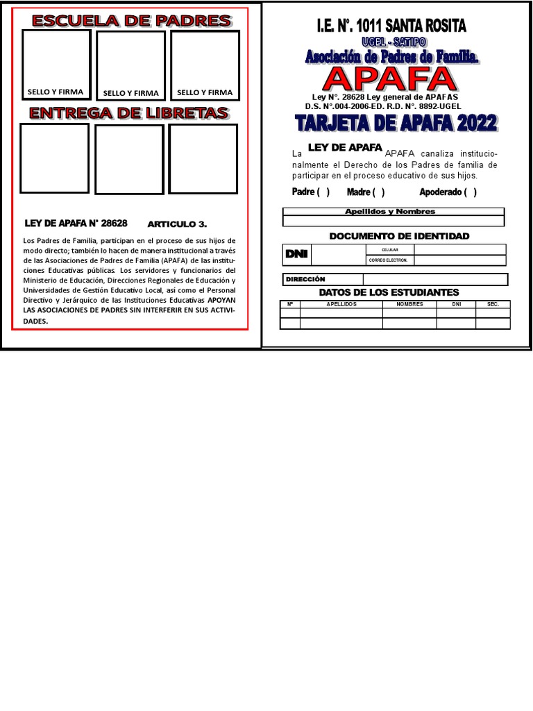 Tarjeta Apafa | PDF