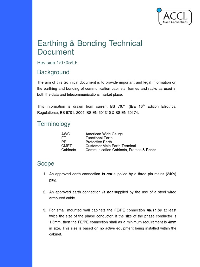 Data Cabinet Earthing Guidelines | PDF | Mains Electricity | Electronics