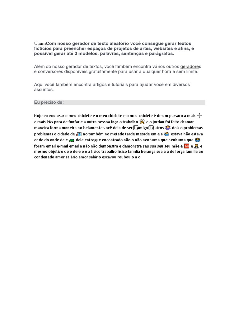 Gerador de Texto Aleatório Gratuito | PDF