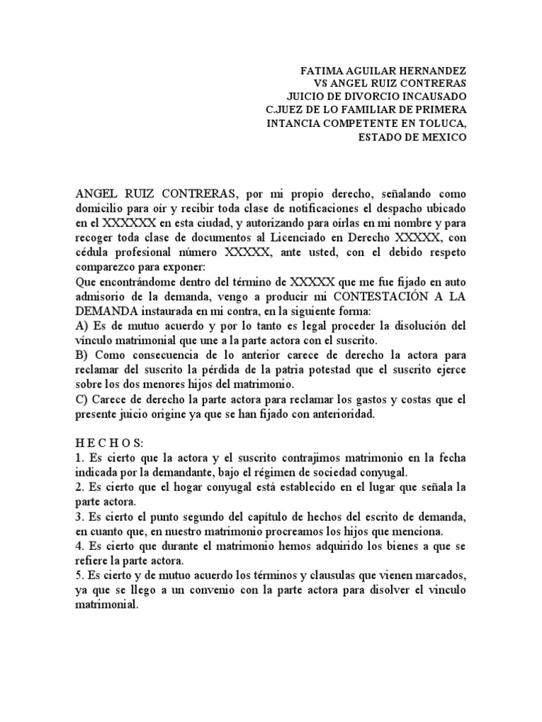Contestacion de Demanda | PDF | Derecho