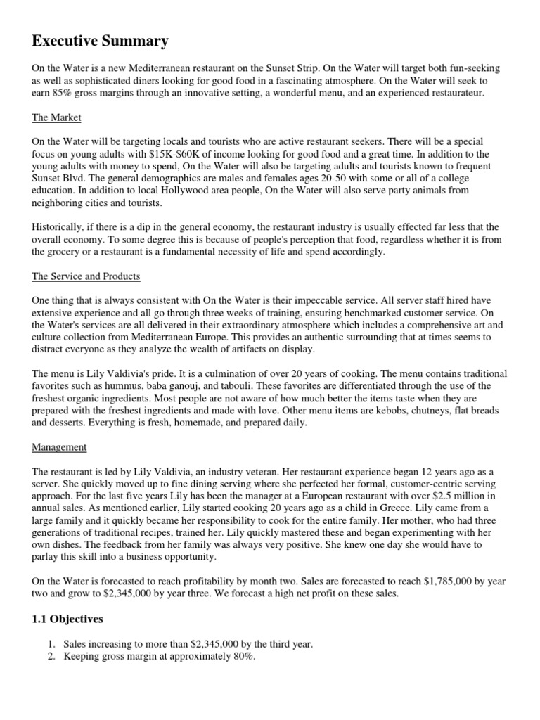 Executive Summary: 1.1 Objectives | PDF | Balance Sheet | Value Added Tax